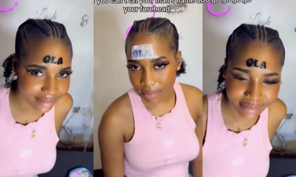 Lady Goes Viral After Tattooing Boyfriend Name Boldly On Her Forehead ...